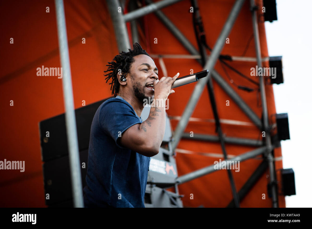 The American rapper and lyricist Kendrick Lamar performs a live concert ...