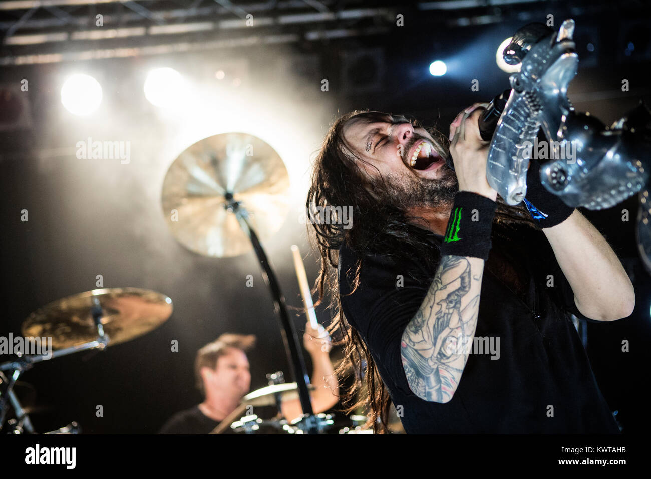 The American heavy metal band Korn (stylized KoЯn) performs a live ...