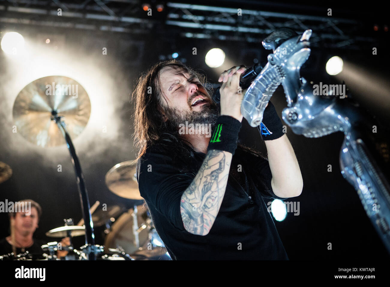 The American heavy metal band Korn (stylized KoЯn) performs a live ...