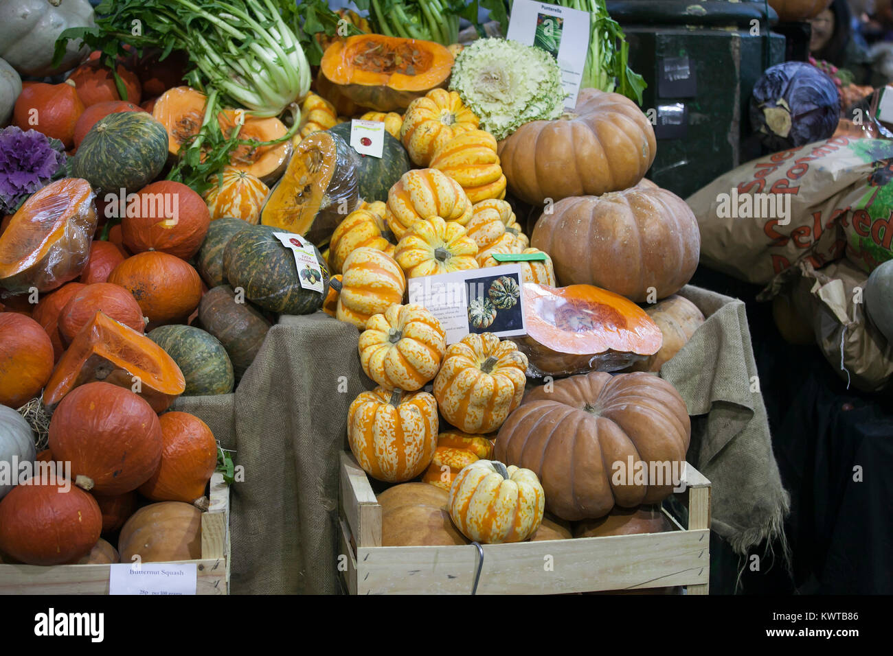 LONDON, ENGLAND - December 18 , 2017 Different types of vegetables on ...