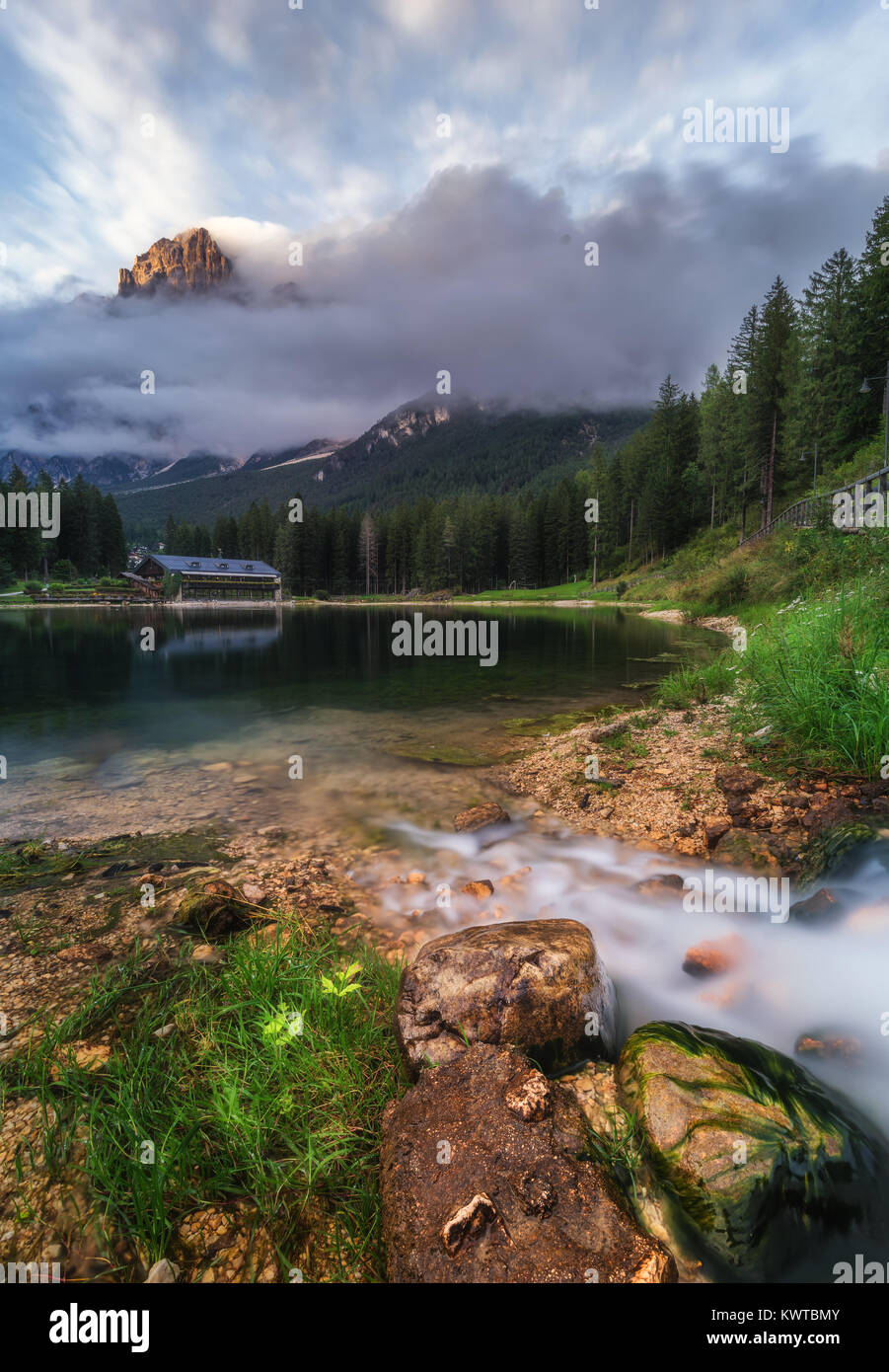 Lake San Vito di Cadore (lake Mosigo) in Boite valley in the domain of ...