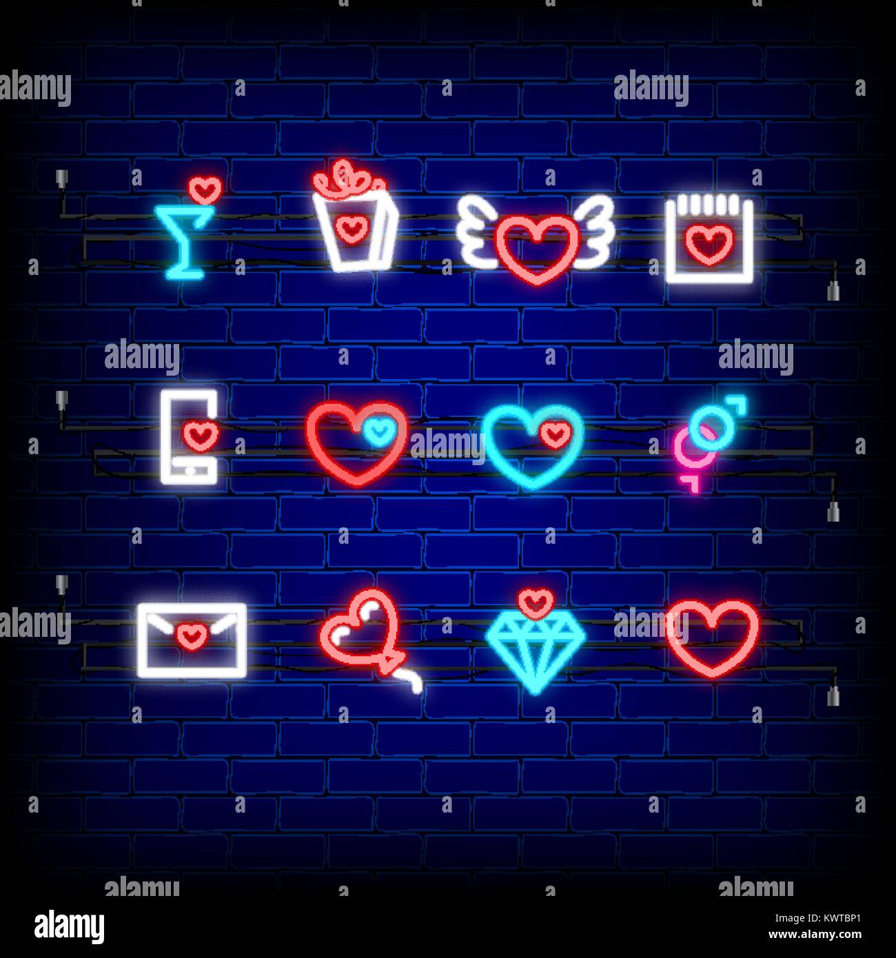 Set red glowing neon Stock Vector Images - Alamy