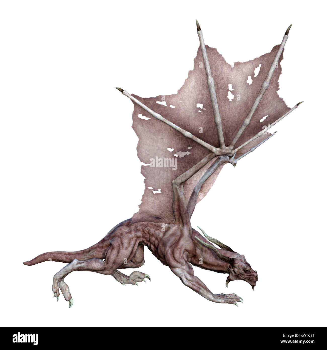 3D rendering of a fantasy vampire dragon isolated on white background ...