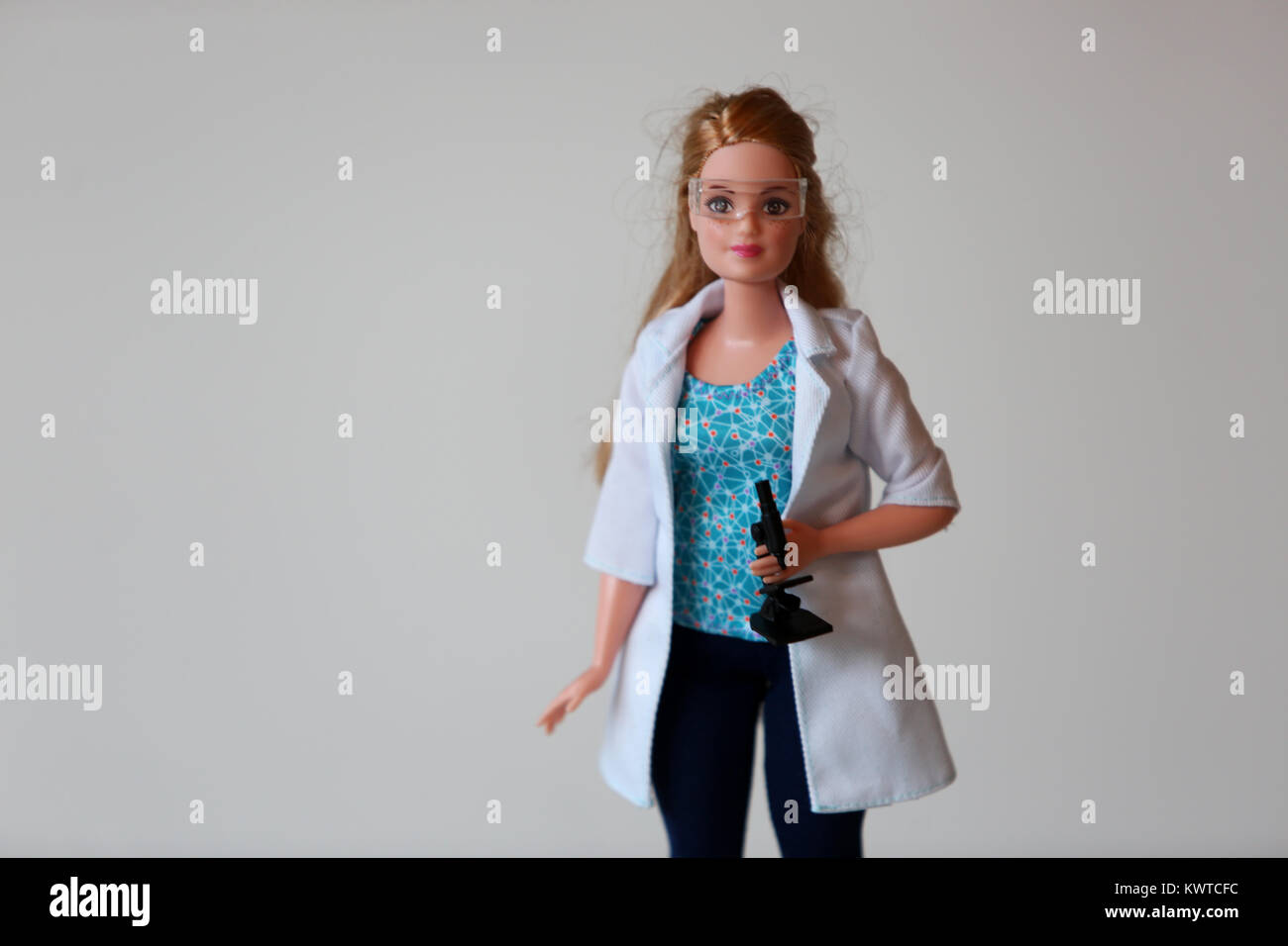 A Science Barbie Doll pictured at a home in Chichester, West Sussex, UK ...