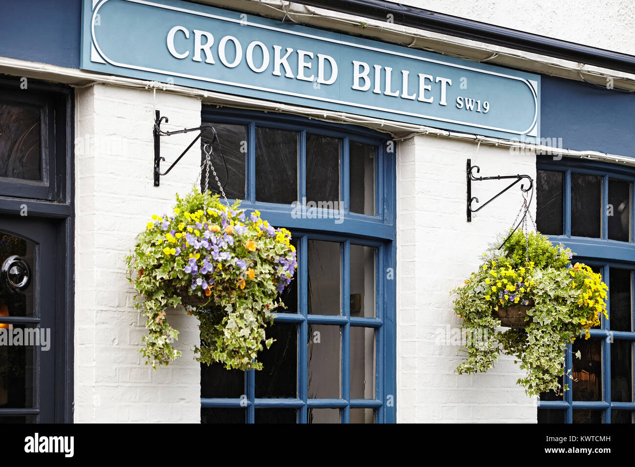 Crooked Billet pub signage in Wimbledon, London Stock Photo - Alamy