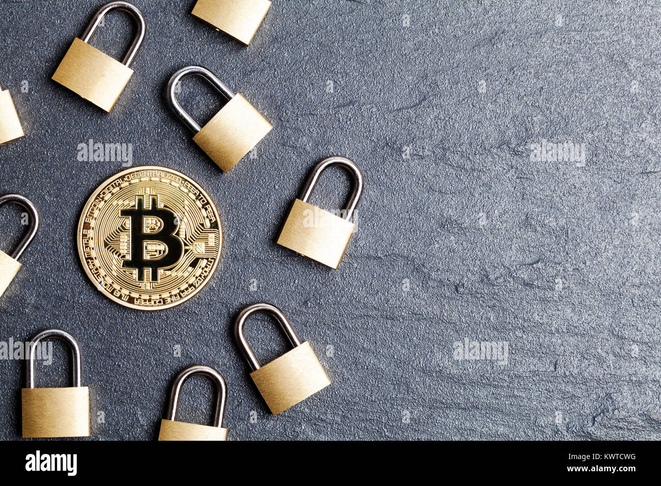 bitcoin security concept. Gold coin with padlock Stock Photo - Alamy