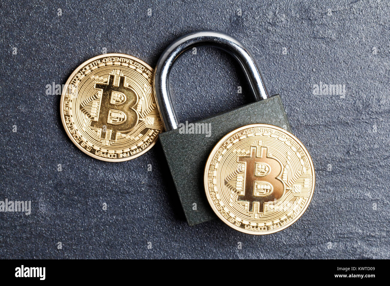 bitcoin security concept. Gold coin with padlock Stock Photo - Alamy