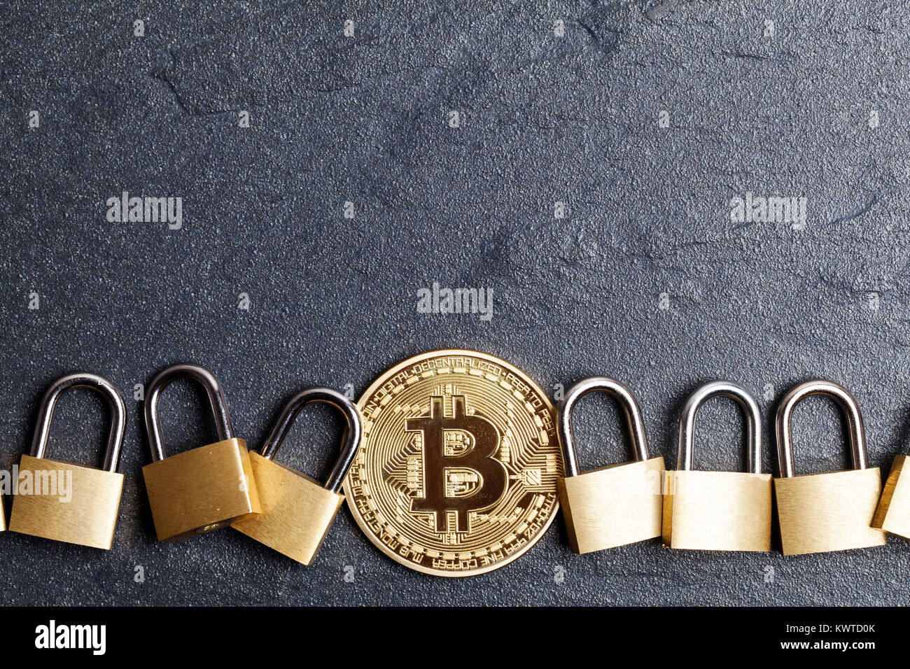 bitcoin security concept. Gold coin with padlock Stock Photo - Alamy
