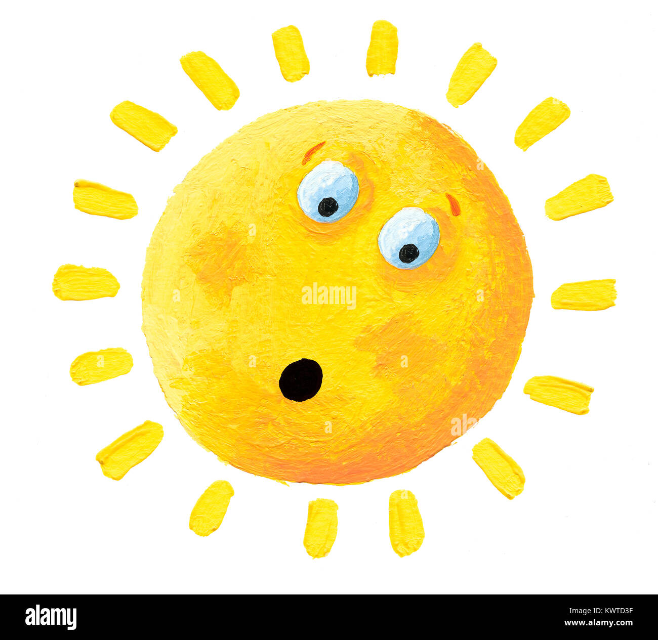 Acrylic illustration of surprised Sun Stock Photo - Alamy