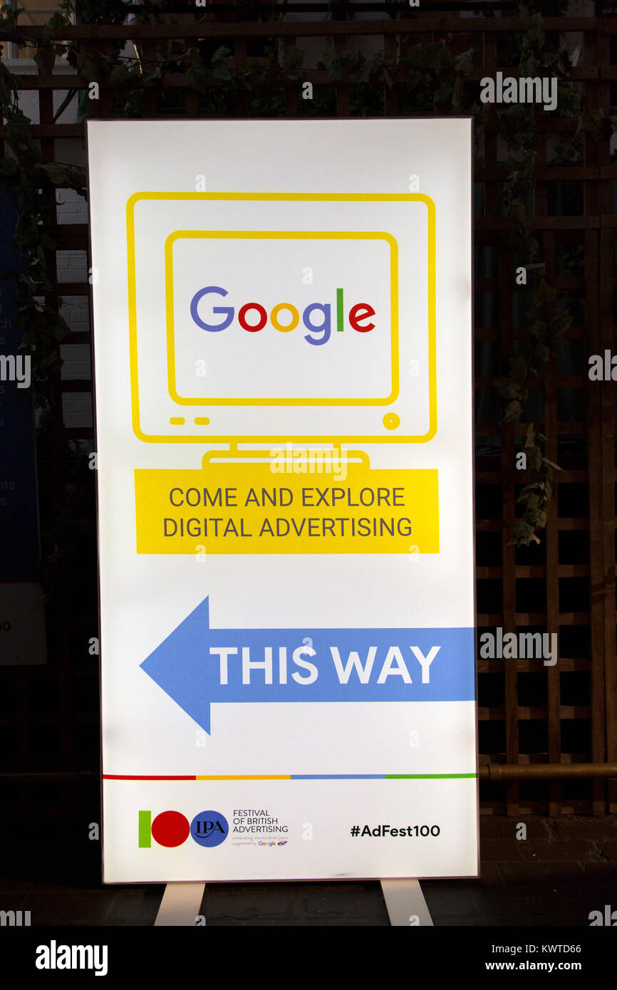 A sign for Adfest in London, England. The event was part of the ...