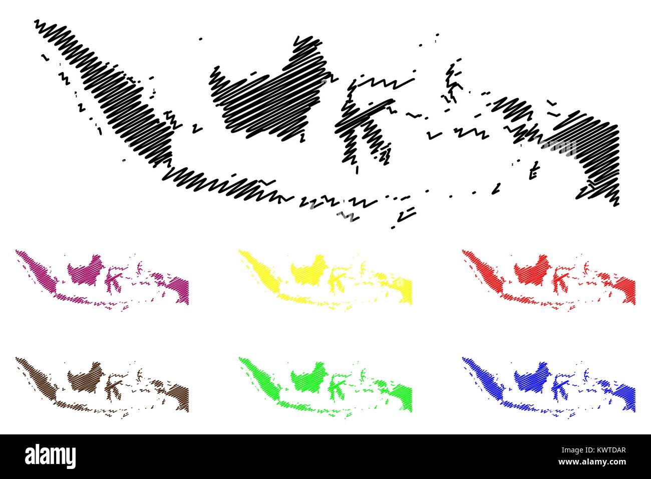 Indonesia map vector illustration, scribble sketch Republic of ...