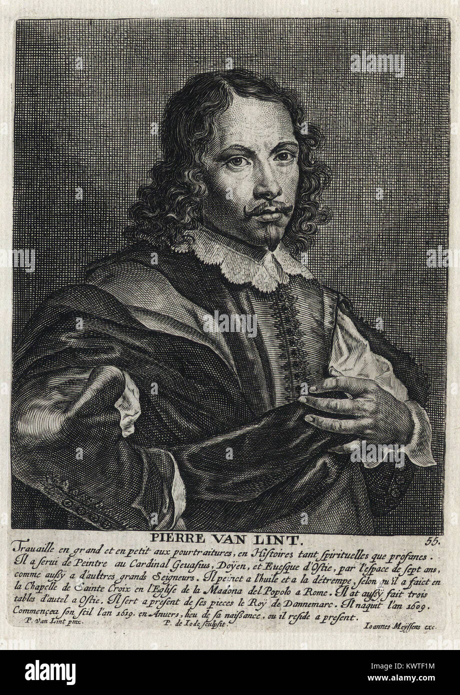PIERRE VAN LINT - Woodcut portrait and short biography (old french ...