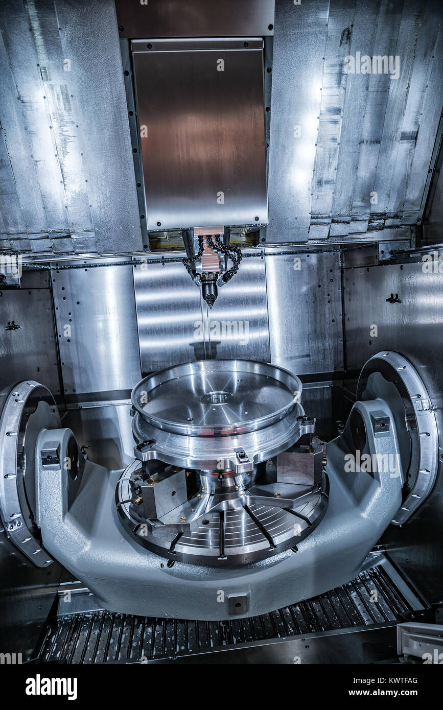 Metalworking CNC milling machine. Cutting metal modern processing ...