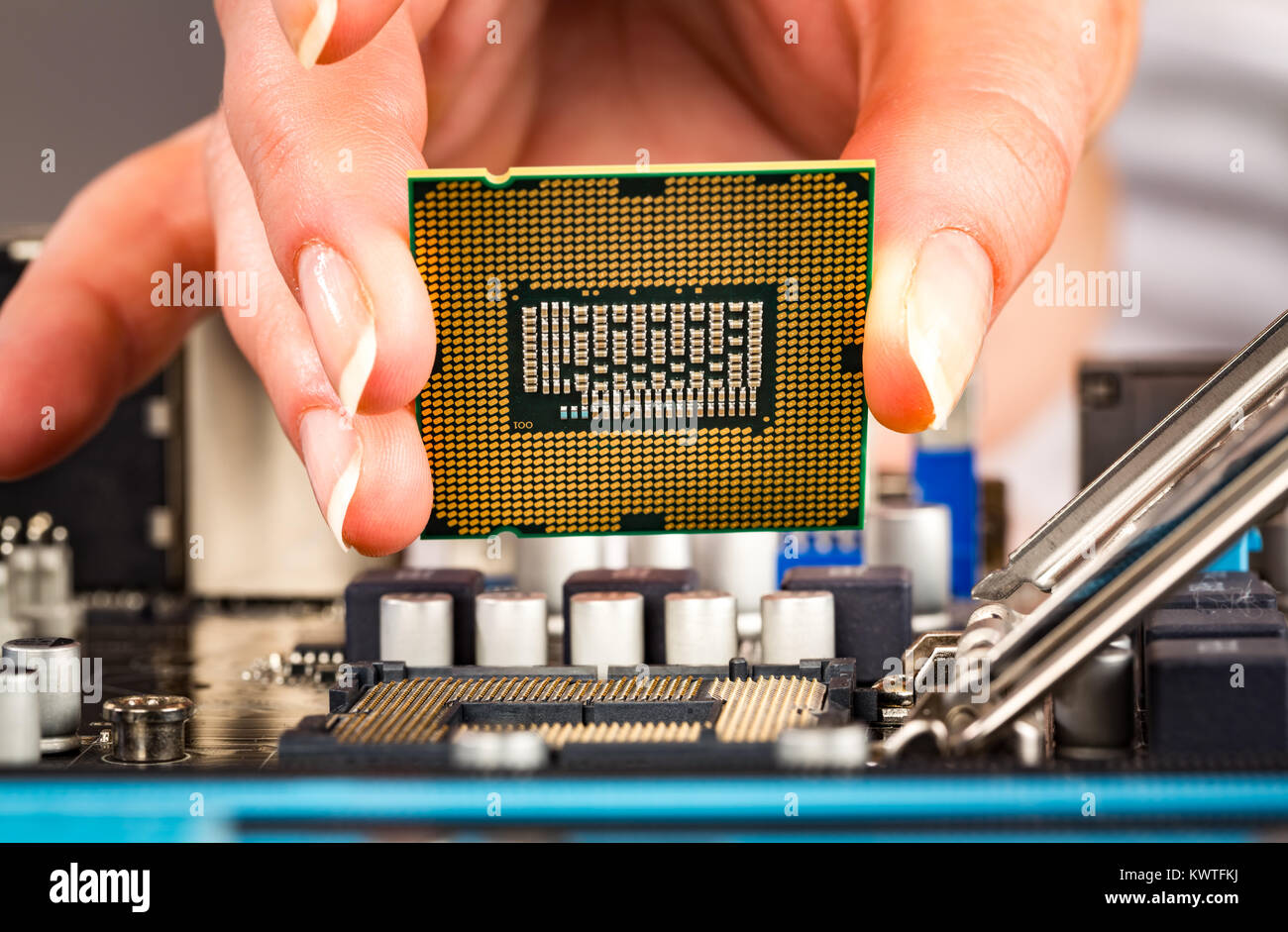 Modern processor and motherboard for a home computer Stock Photo - Alamy