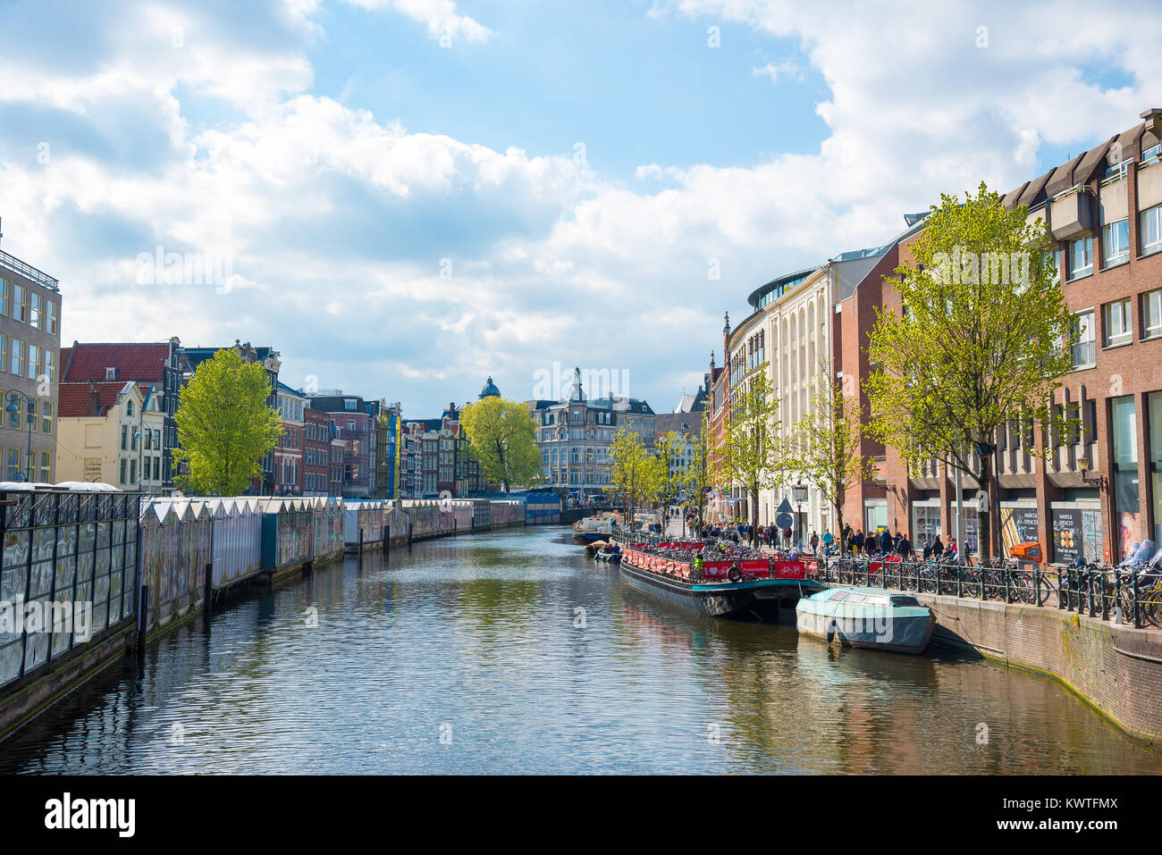 Amsterdam, Netherlands - April 19, 2017: The great navigable canal ...