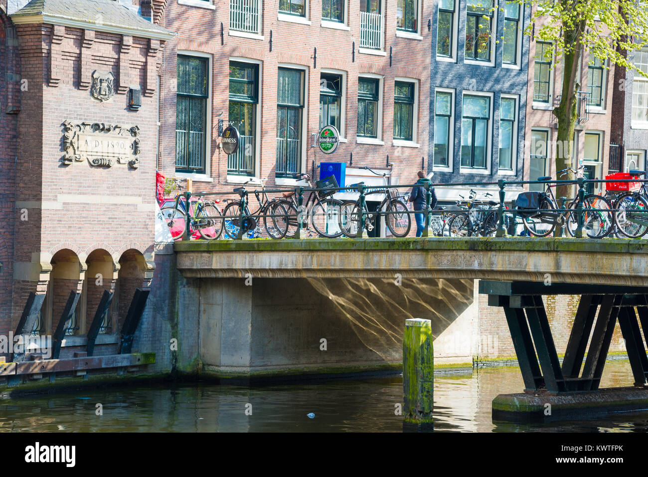 Amsterdam, Netherlands - April 19, 2017: Historical bridge Armbrug over ...