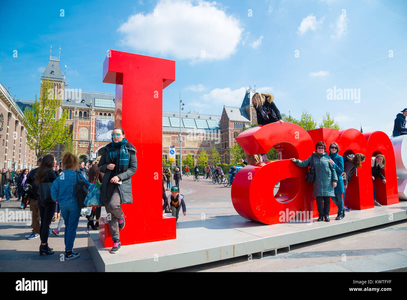 Amsterdam, Netherlands - April 20, 2017: The I Amsterdam sign in front ...