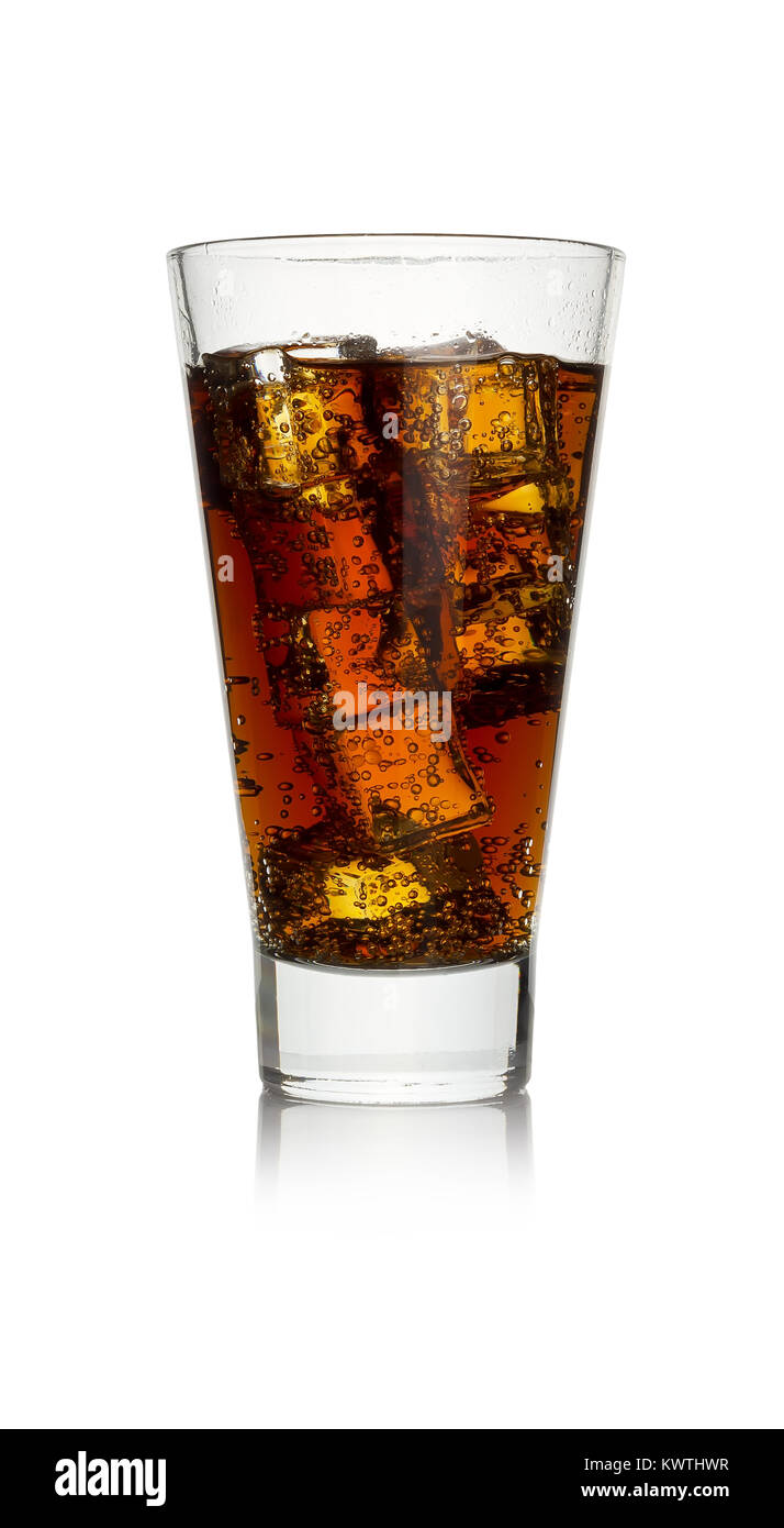 cold cola with ice on a white background Stock Photo - Alamy