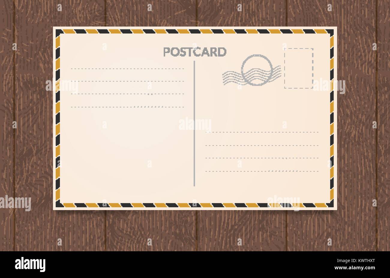 Blank postcard illustration on wooden background for design Stock ...