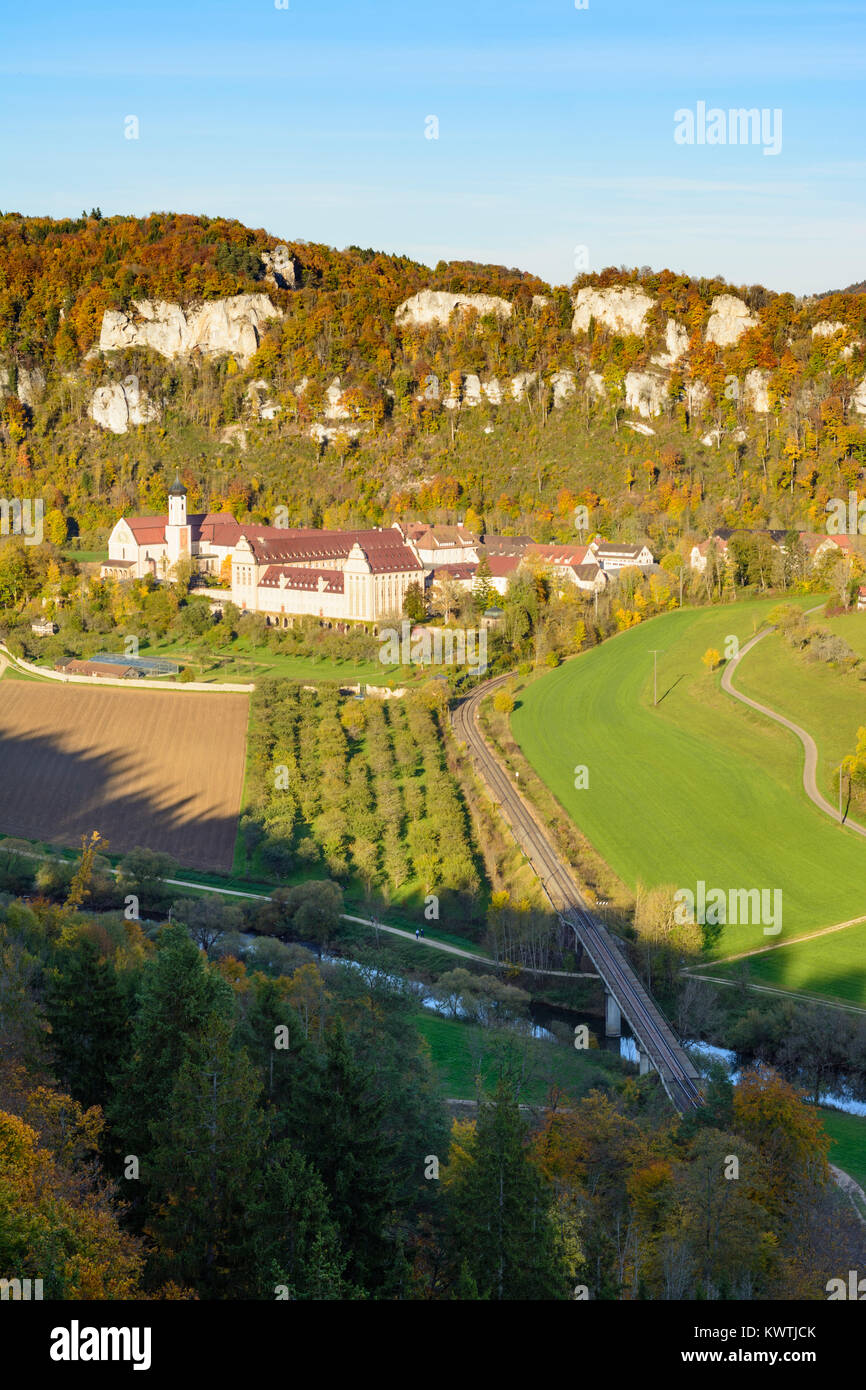 Beuron: Donau-Durchbruch (river Danube breakthrough), monastery Beuron ...