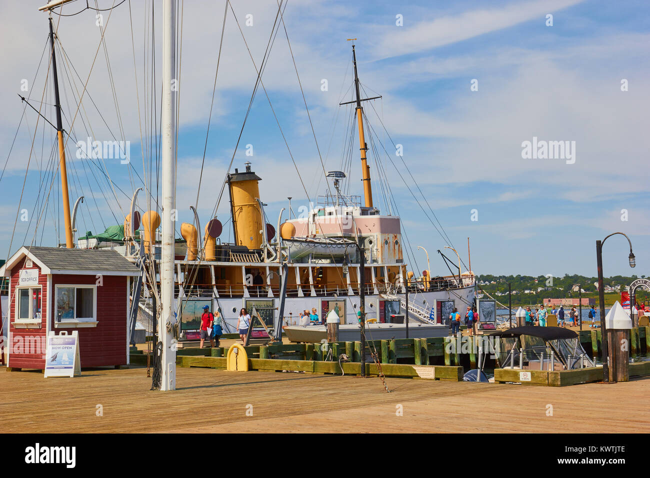 Halifax waterfront boardwalk and CSS Acadia now Maritime Museum of the ...