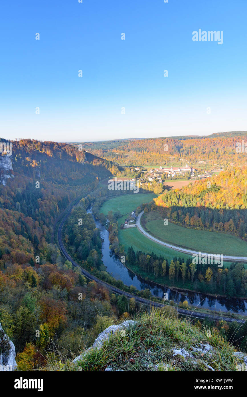 Beuron: Donau-Durchbruch (river Danube breakthrough), monastery Beuron ...