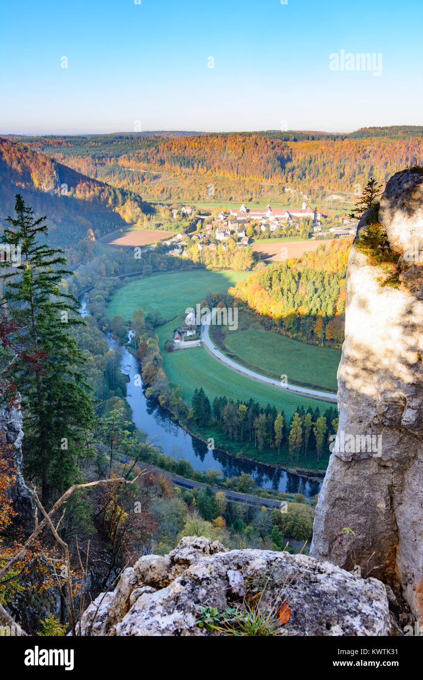Beuron: Donau-Durchbruch (river Danube breakthrough), monastery Beuron ...