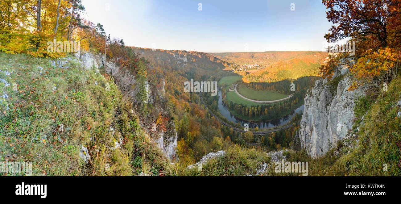 Beuron: Donau-Durchbruch (river Danube breakthrough), monastery Beuron ...