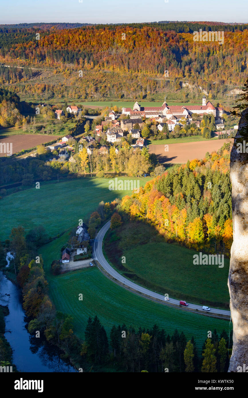 Beuron: Donau-Durchbruch (river Danube breakthrough), monastery Beuron ...