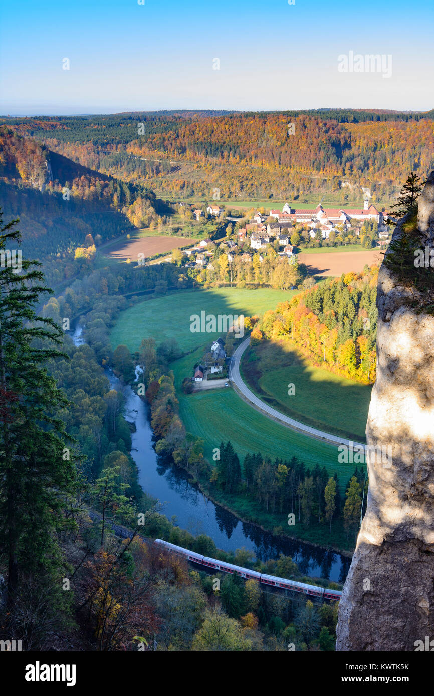Beuron: Donau-Durchbruch (river Danube breakthrough), monastery Beuron ...