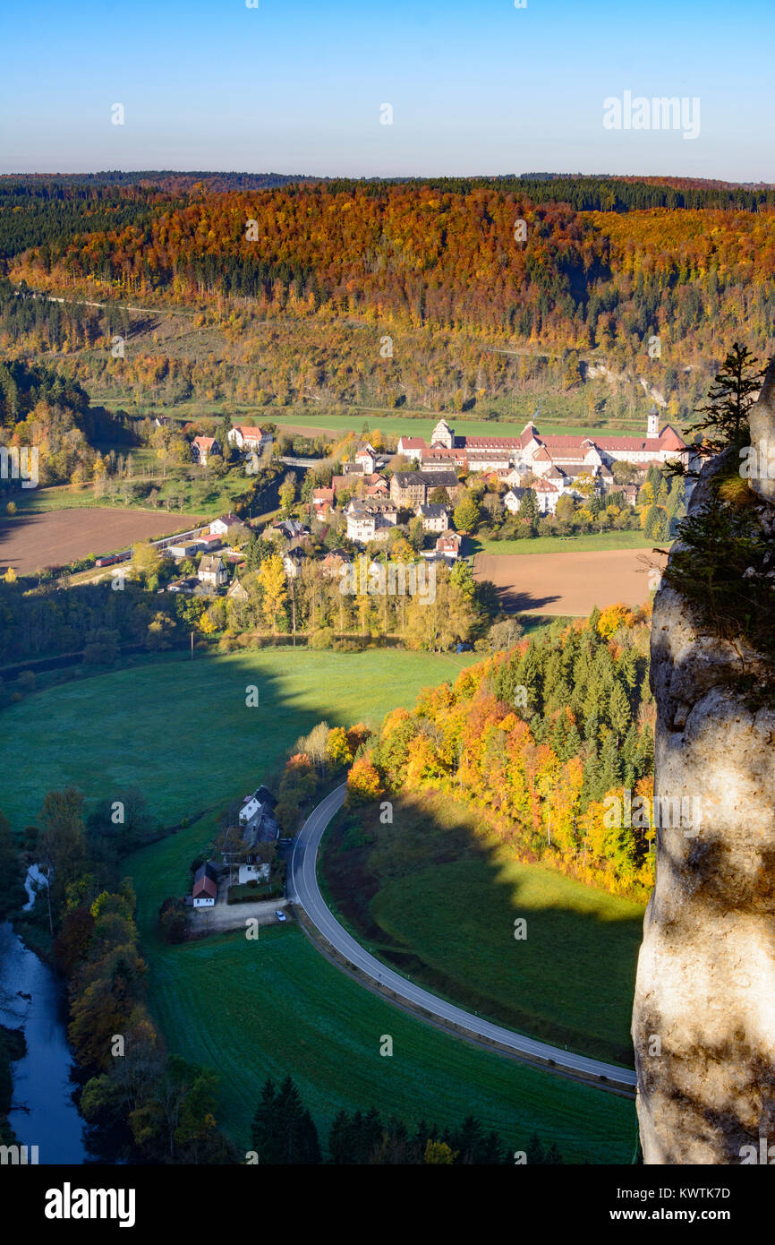 Beuron: Donau-Durchbruch (river Danube breakthrough), monastery Beuron ...