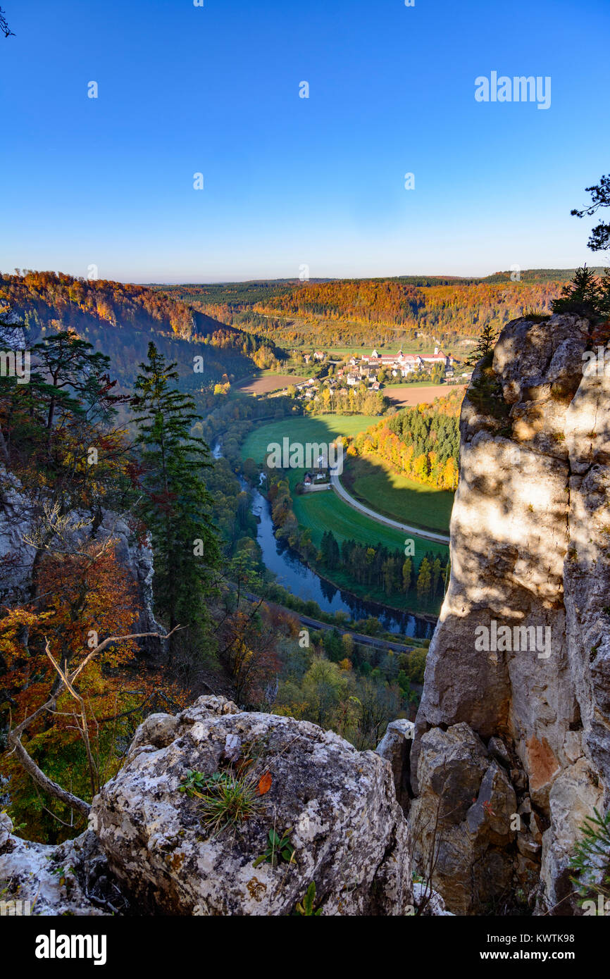 Beuron: Donau-Durchbruch (river Danube breakthrough), monastery Beuron ...