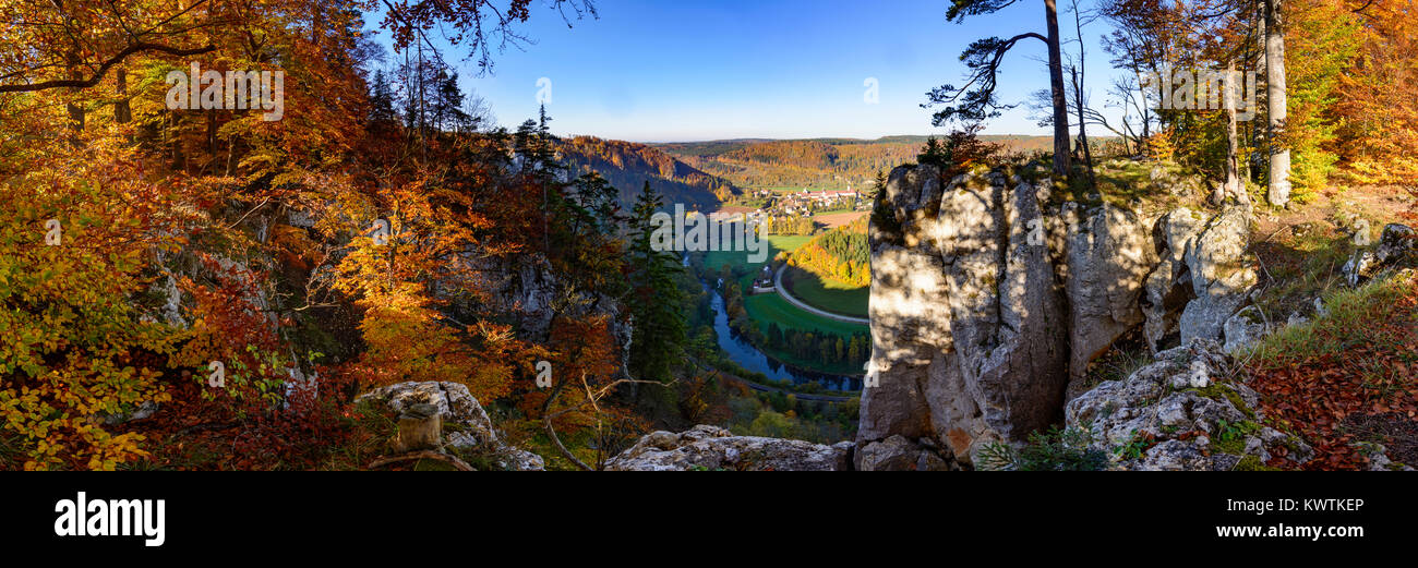 Beuron: Donau-Durchbruch (river Danube breakthrough), monastery Beuron ...
