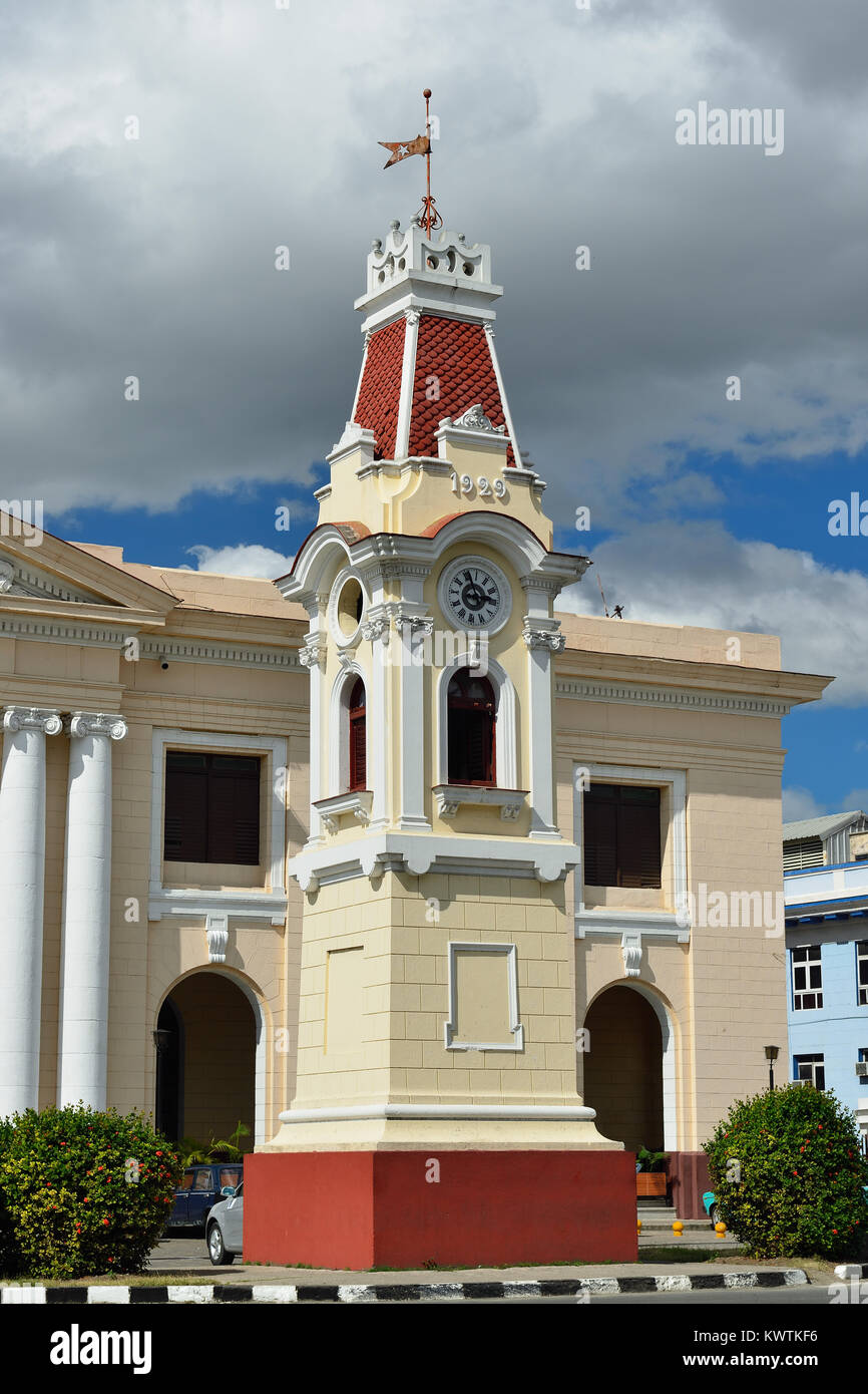 Old Santiago de Cuba downtown architectural detail, Clock tower Cuba ...