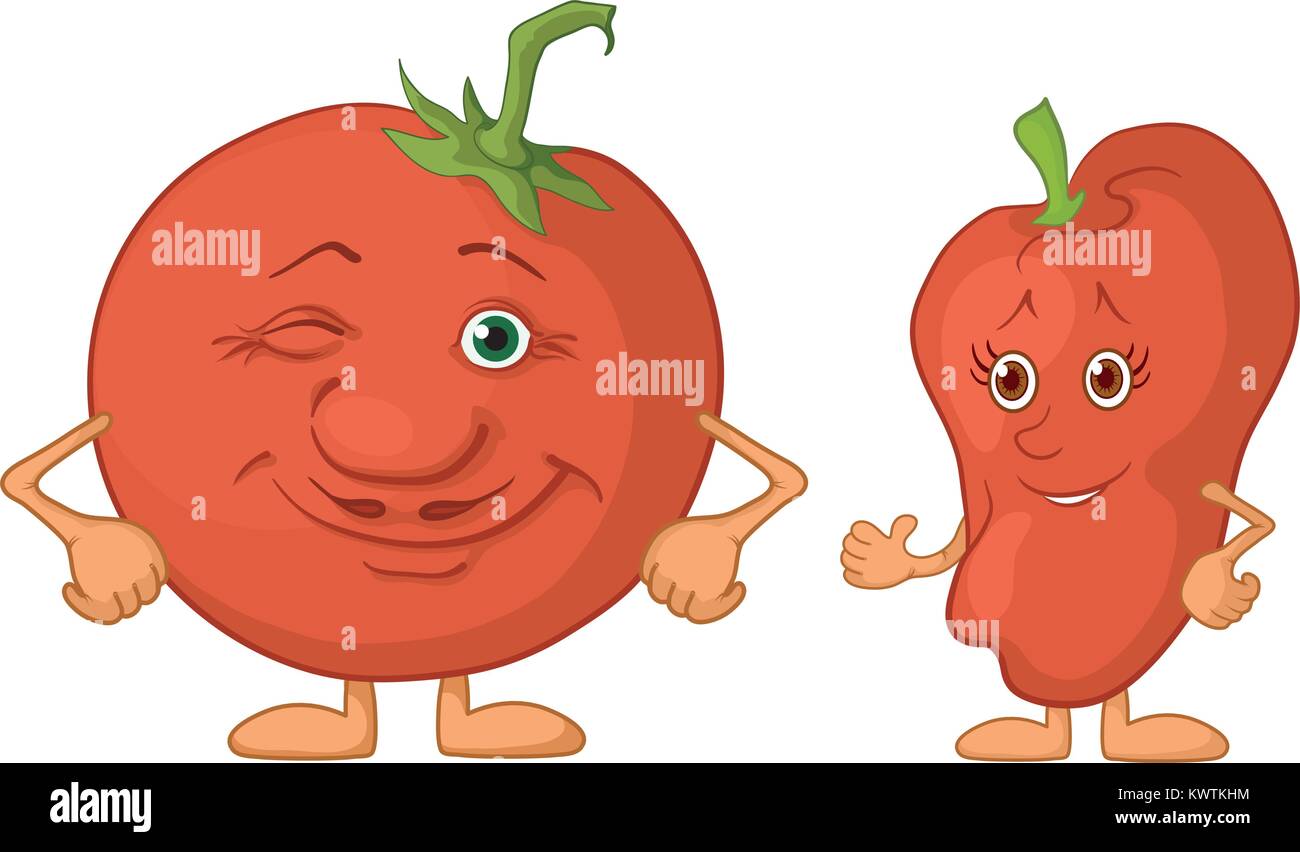 Character Tomato And Pepper Stock Vector Image And Art Alamy
