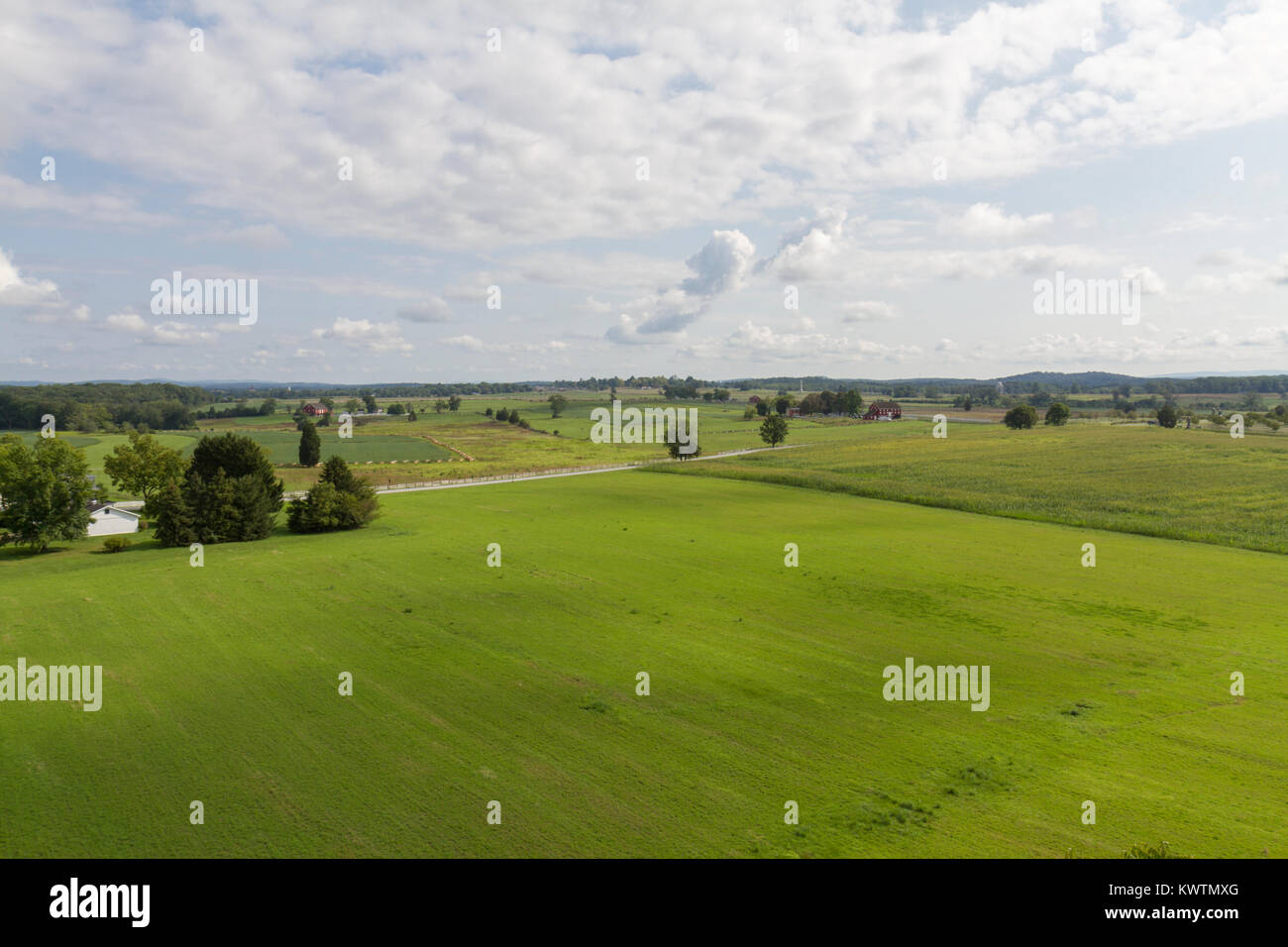 View over the main Battle of Gettysburg battlefield from the Warfield ...