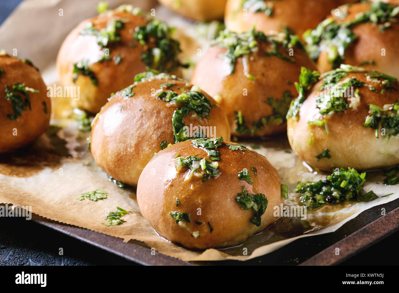 Homemade garlic buns Stock Photo - Alamy