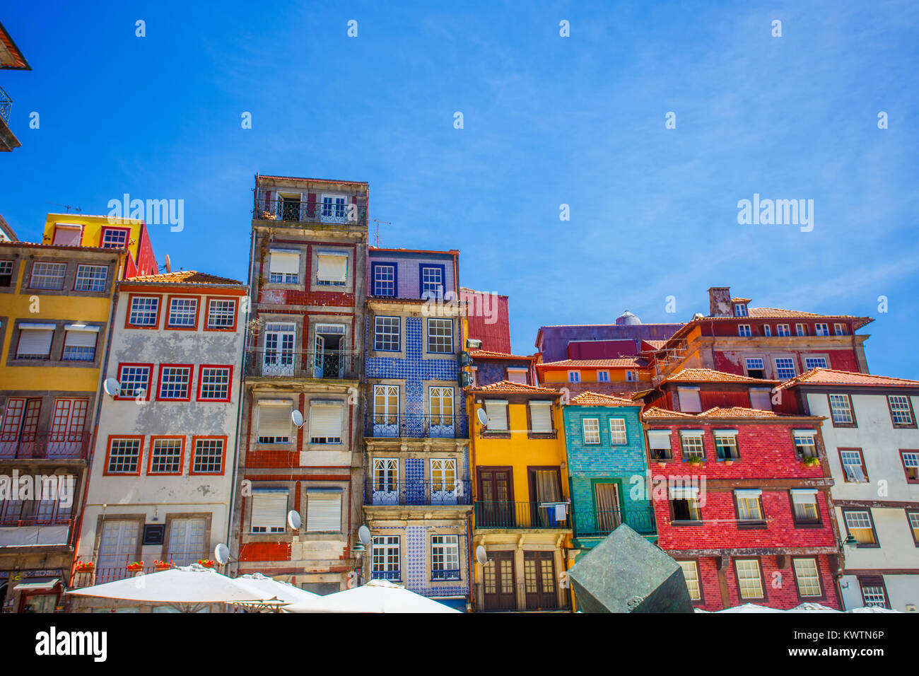 Famous Colorful Houses at Ribeira historic center of Porto in Portugal ...