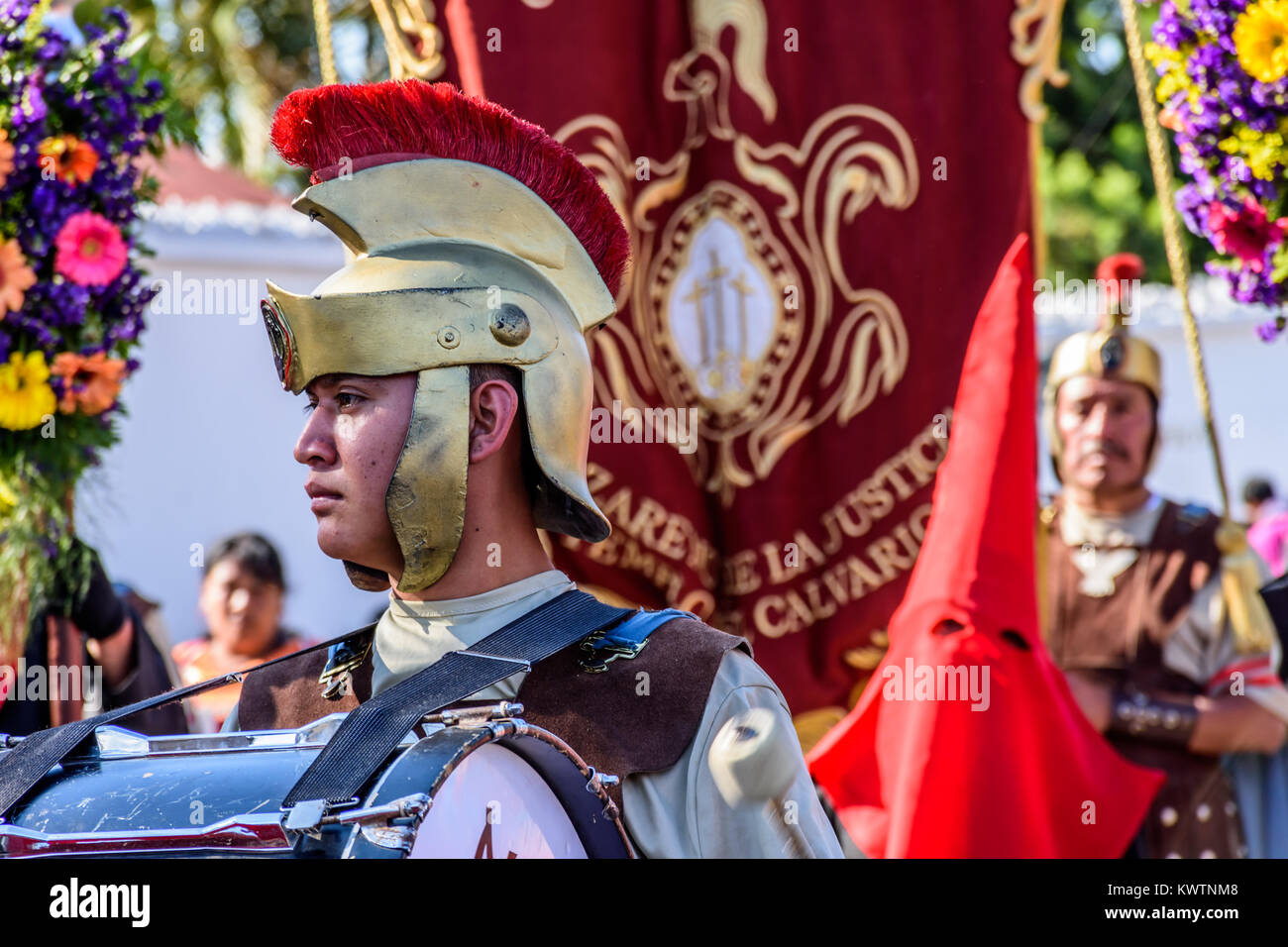 Antigua, Guatemala - March 19, 2017: Roman soldier in Lent procession ...