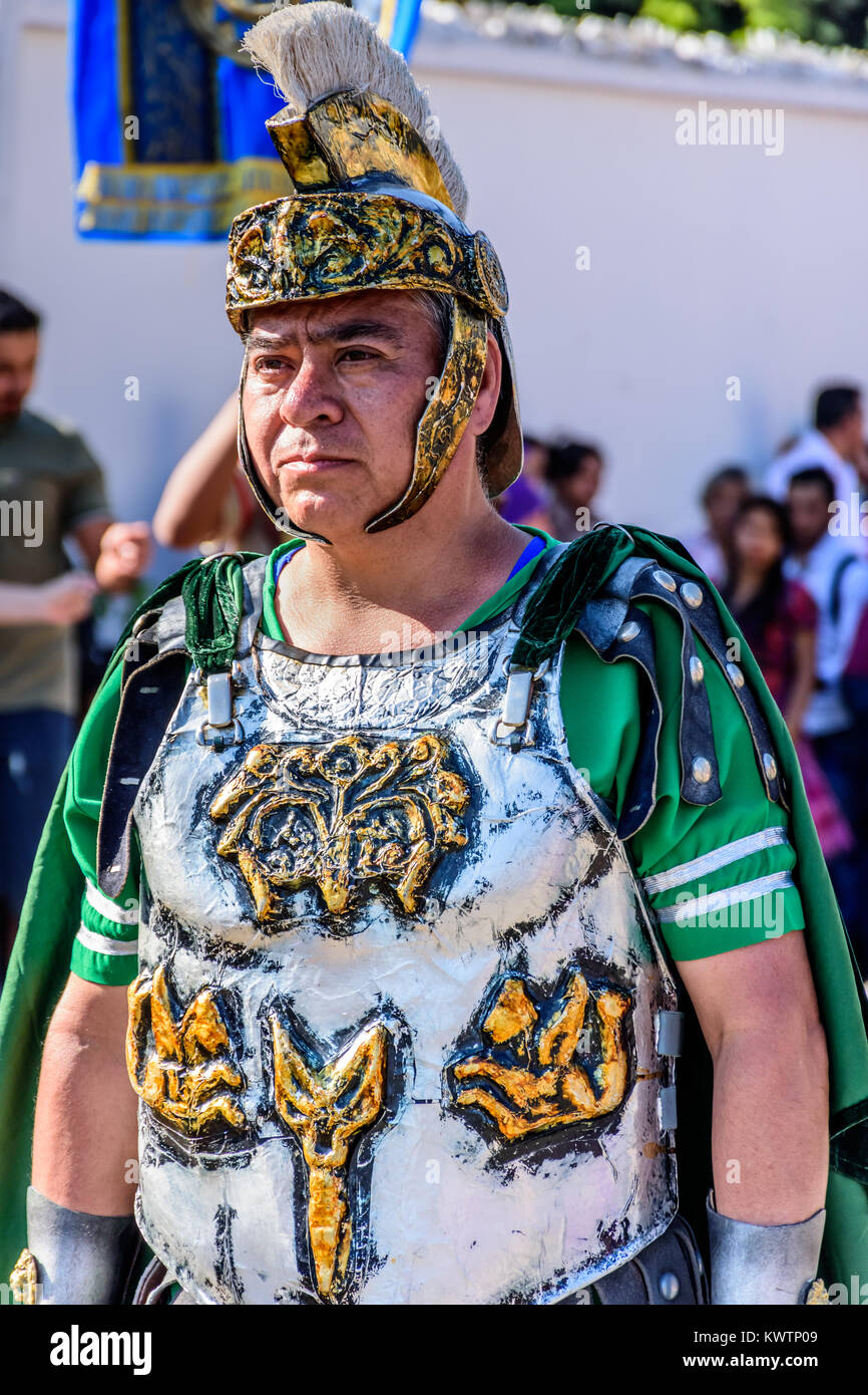 Antigua, Guatemala - March 19, 2017: Roman soldier in Lent procession ...