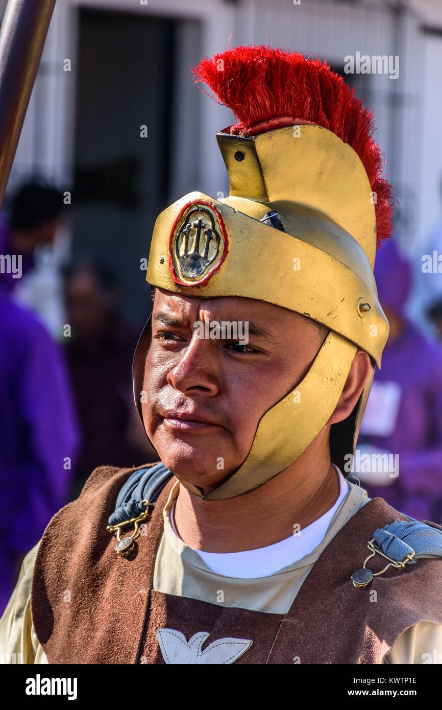 Antigua, Guatemala - March 19, 2017: Roman soldier in Lent procession ...