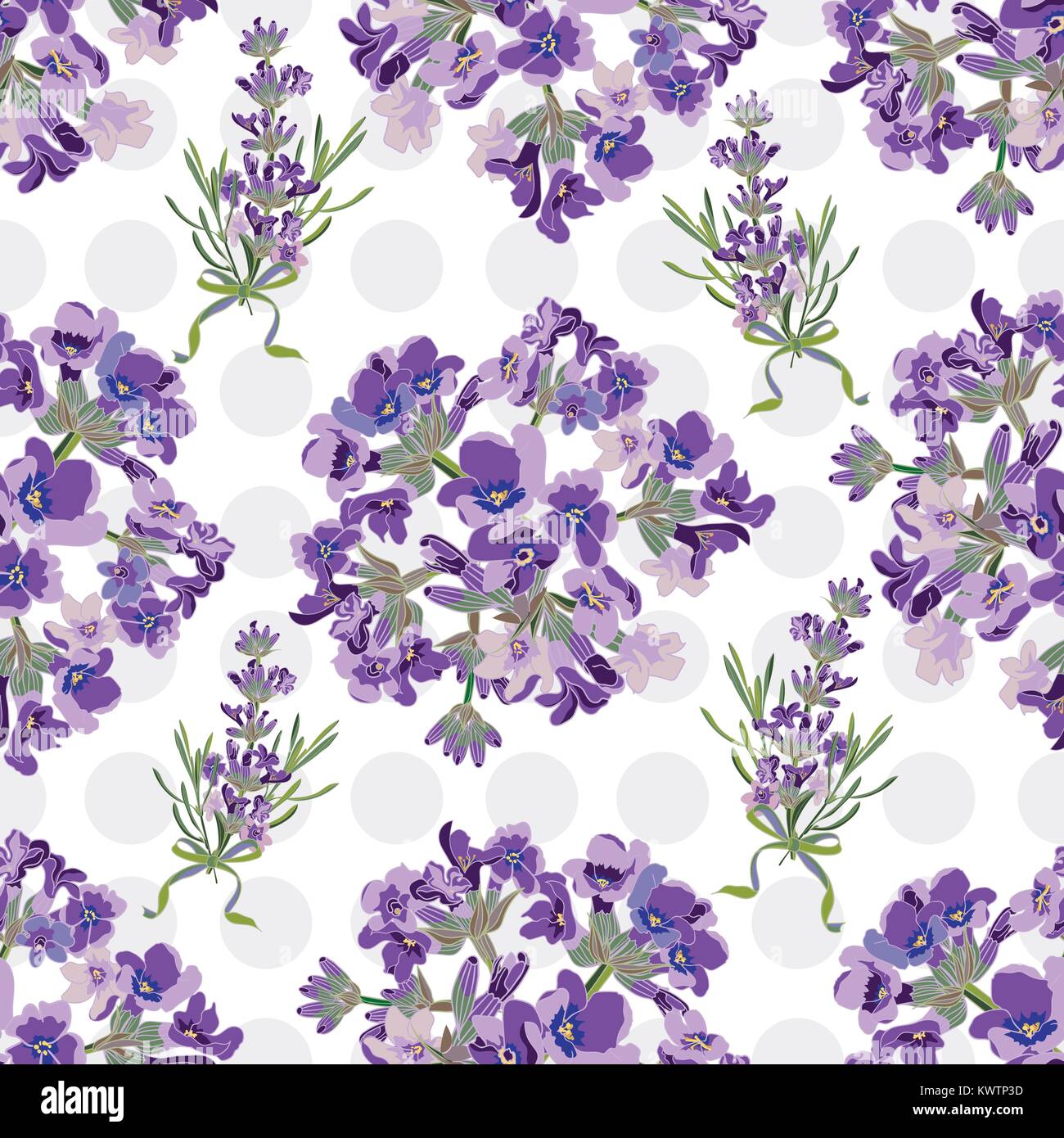 Seamless Lavender flowers background. Botanical illustrations are drawn ...