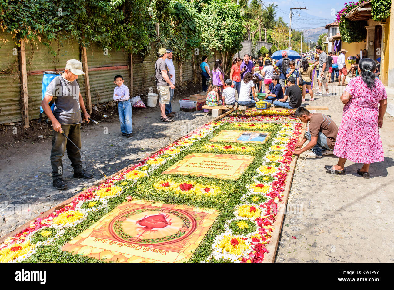 Antigua, Guatemala - March 26, 2017: Locals make Lent procession ...