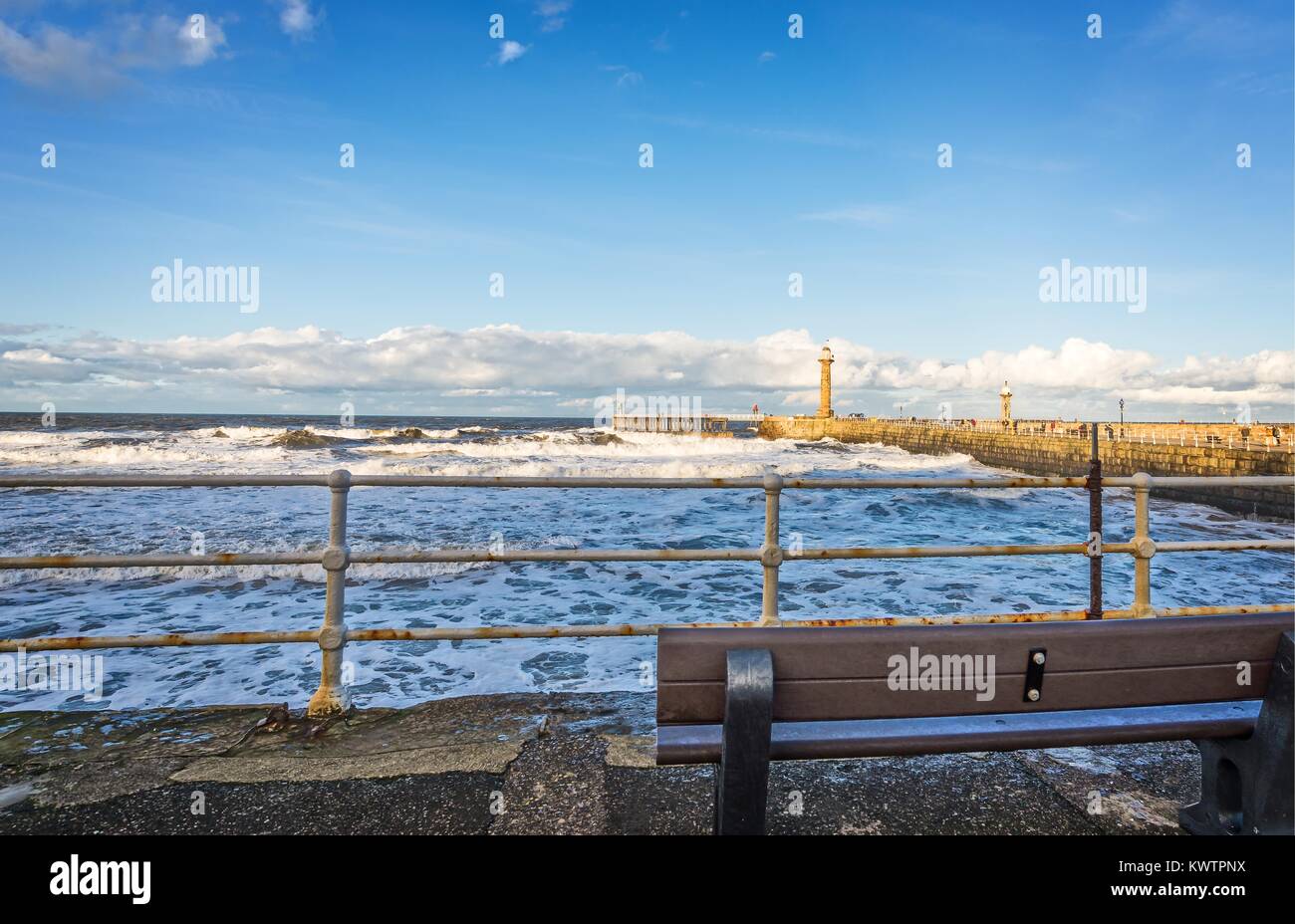 Whitby lighthouse storm hi-res stock photography and images - Alamy