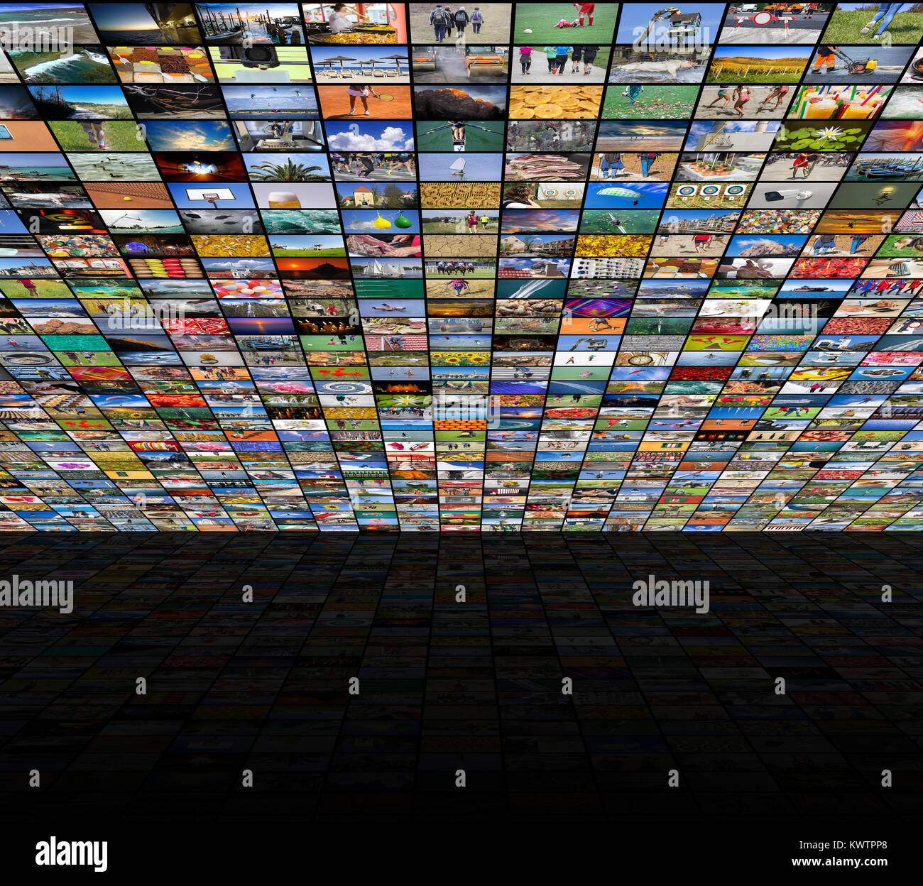Big multimedia video and image wall of the TV screen Stock Photo - Alamy