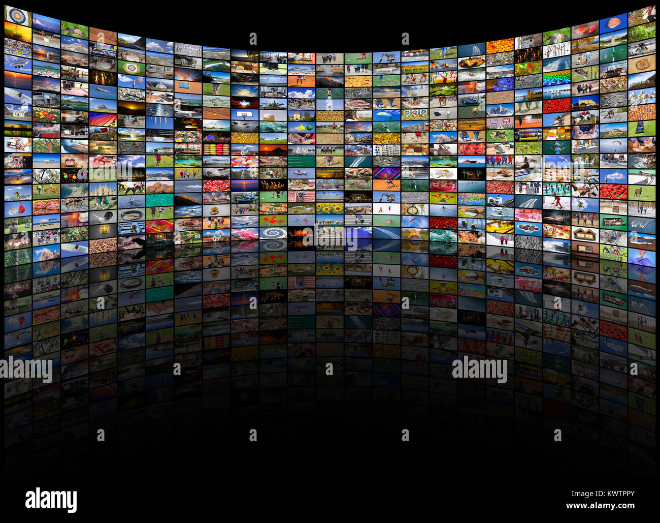 Big multimedia video and image wall of the TV screen Stock Photo - Alamy