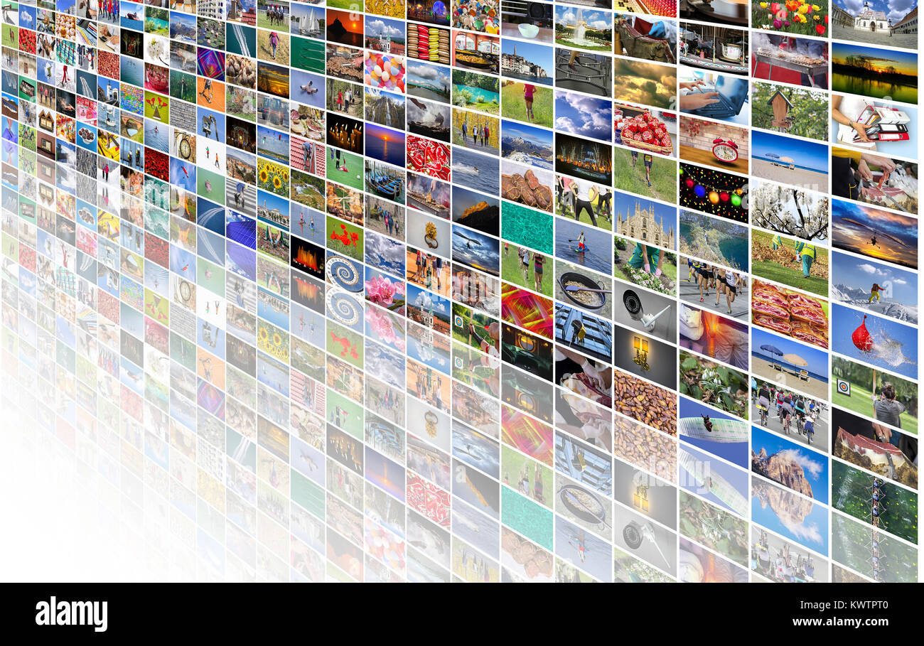 Big multimedia video and image wall of the TV screen Stock Photo - Alamy