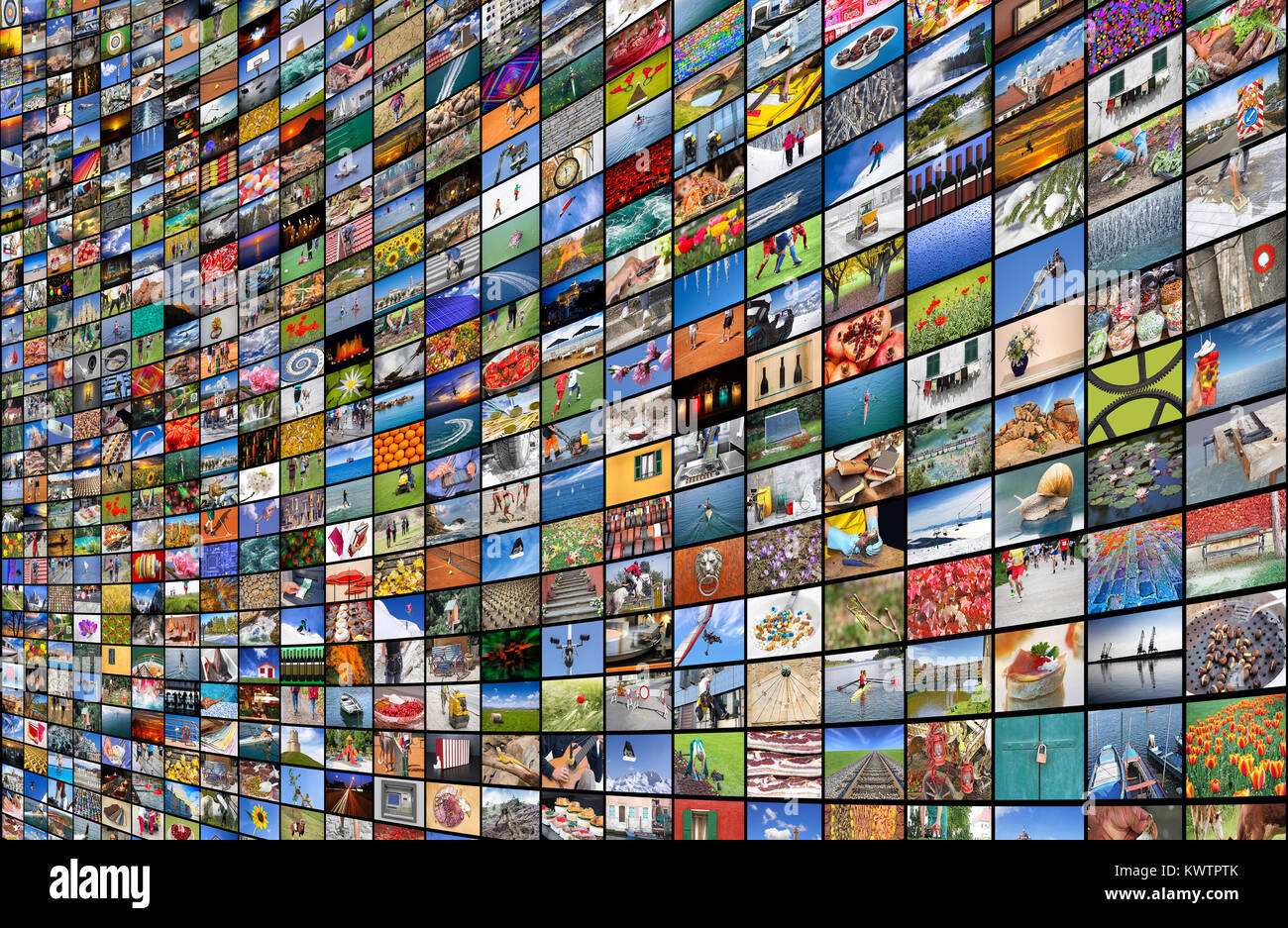 Big multimedia video and image wall of the TV screen Stock Photo - Alamy
