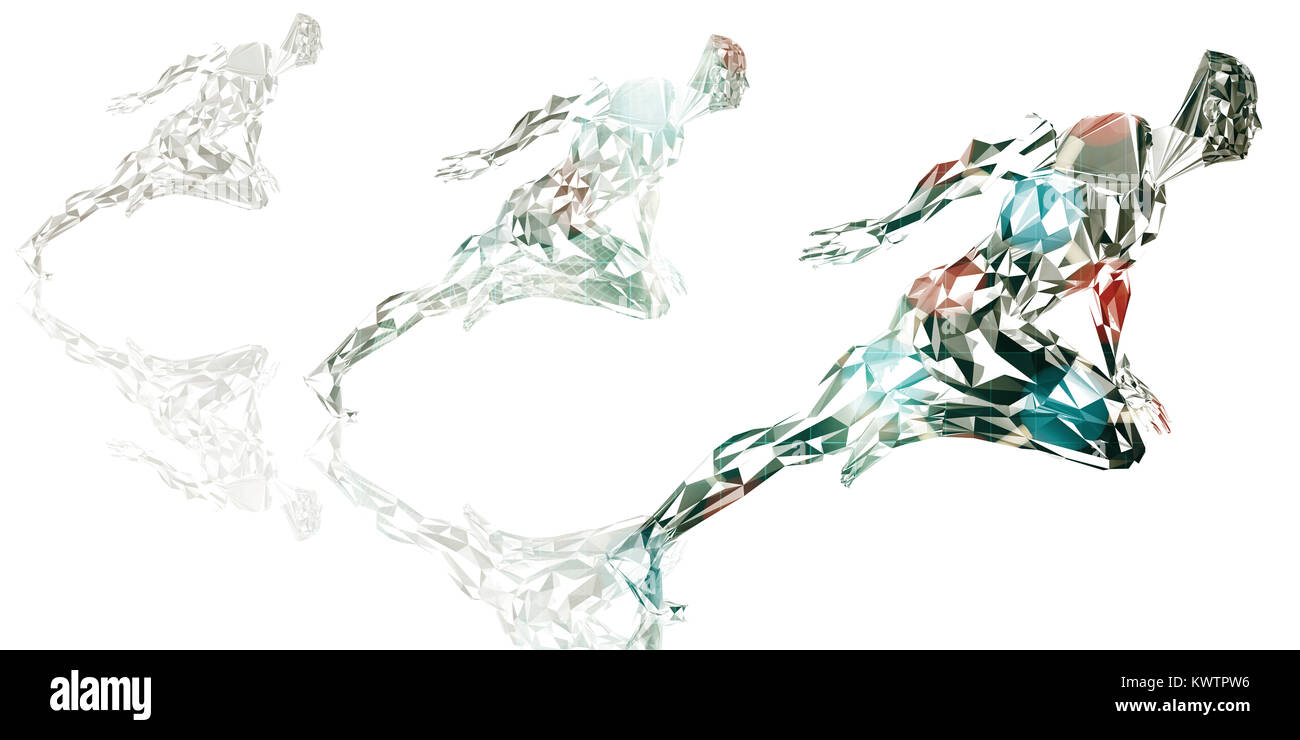 Running Man for Sports Business and Technology Concept Stock Photo - Alamy