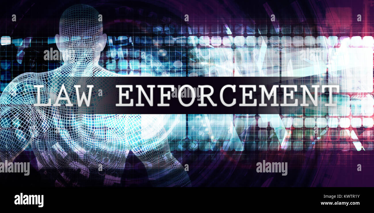 Law Enforcement Industry With Futuristic Business Tech Background Stock
